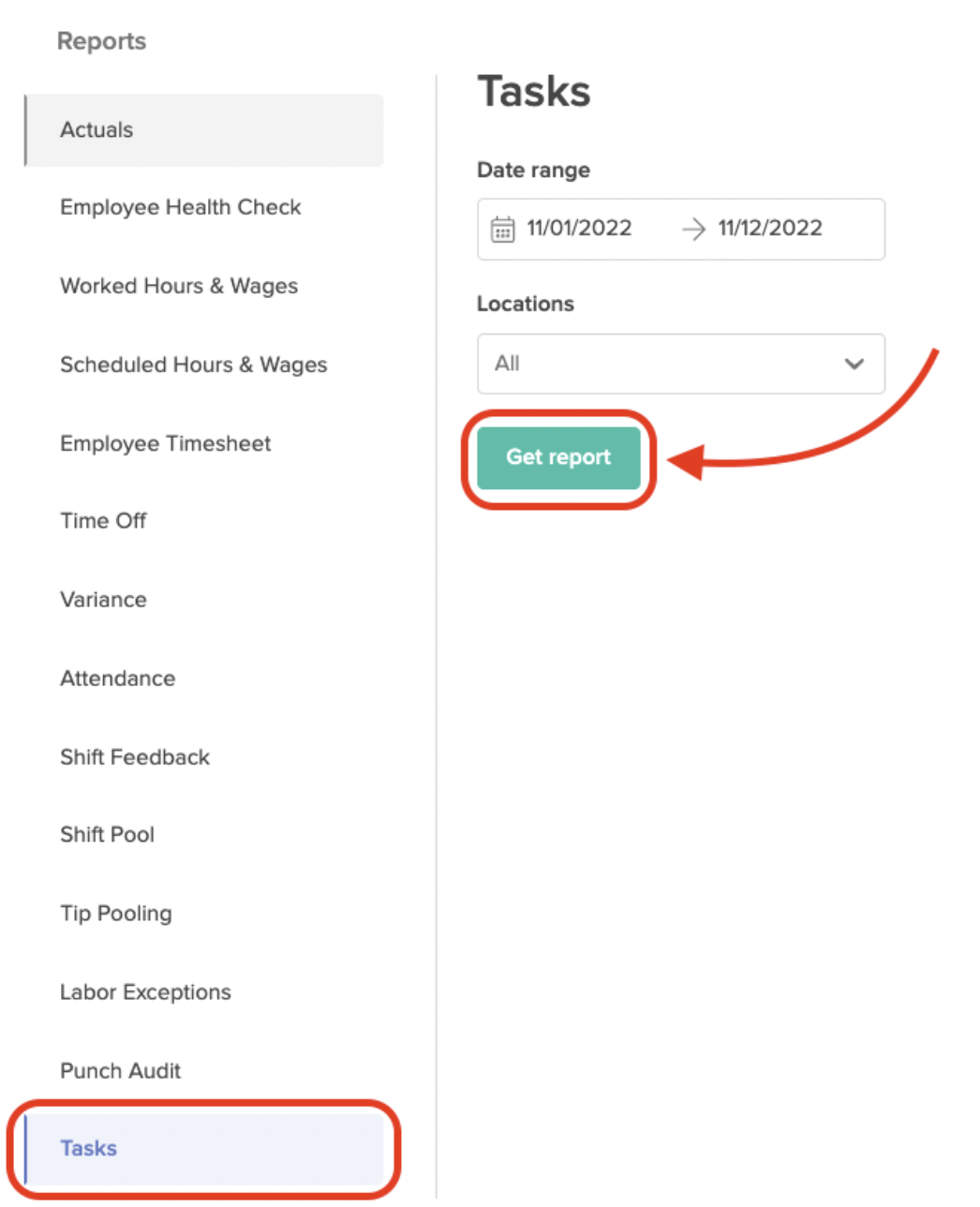 Tasks Report – 7shifts