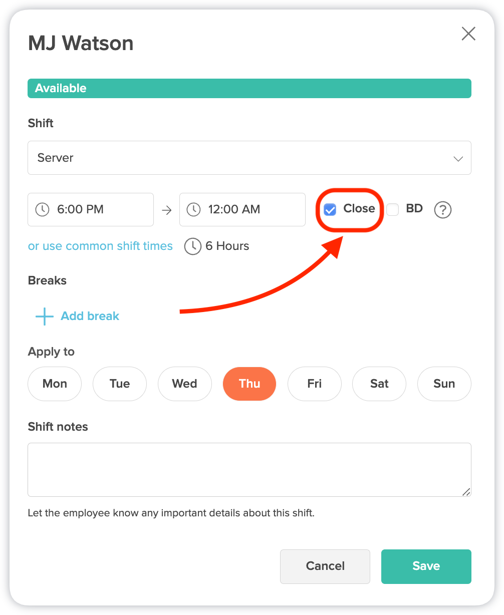 How do I edit Close times? – 7shifts