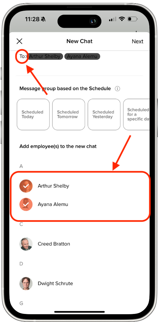 Group Chat Types for Messages – 7shifts
