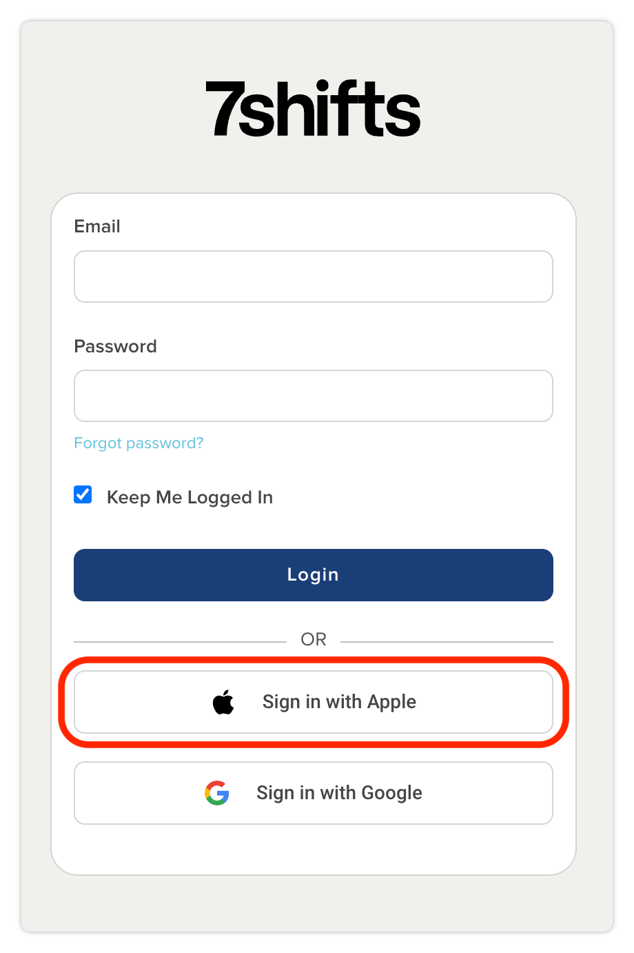 Login with apple store