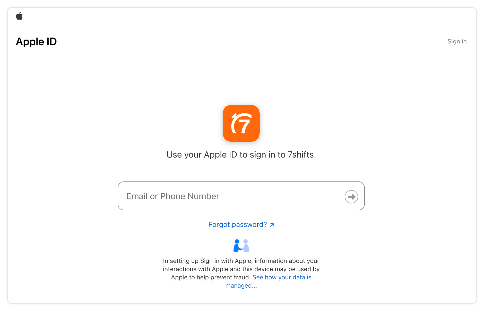 Signing in with Apple – 7shifts
