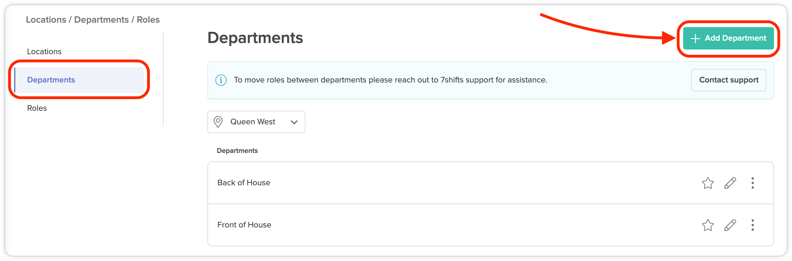 Add & Update Departments – 7shifts