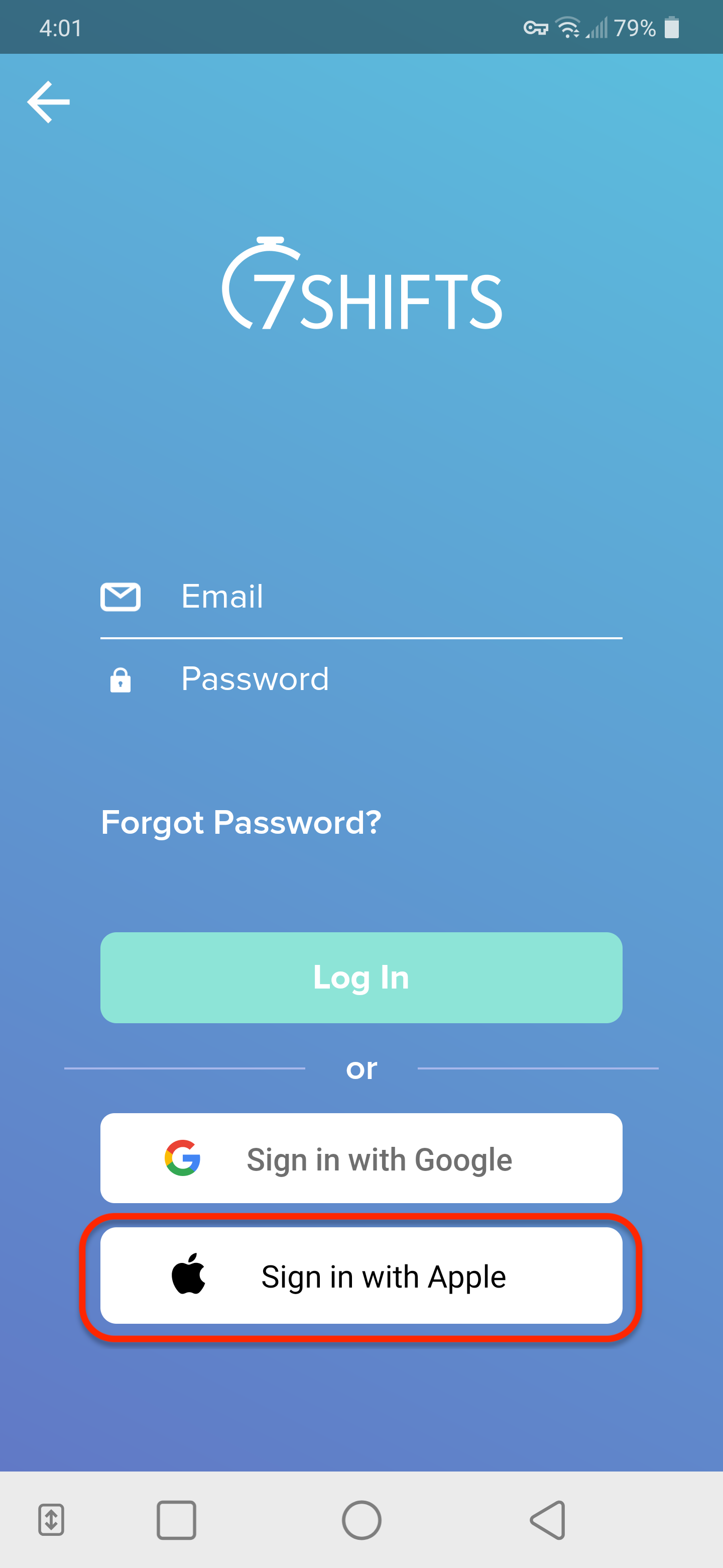 Signing in with Apple – 7shifts