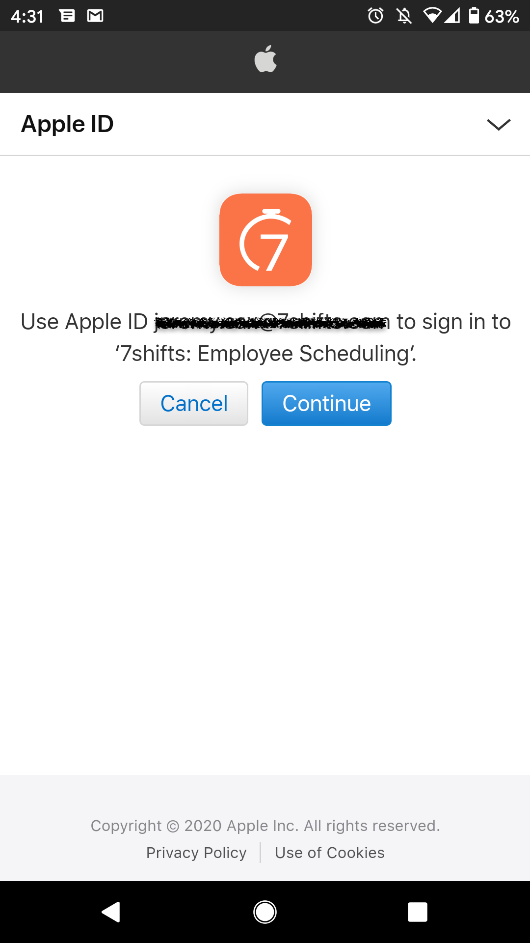 Signing in with Apple – 7shifts