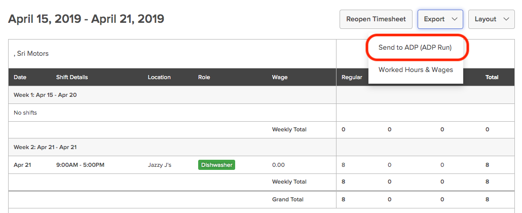 ADP Run (US) Integration – 7shifts