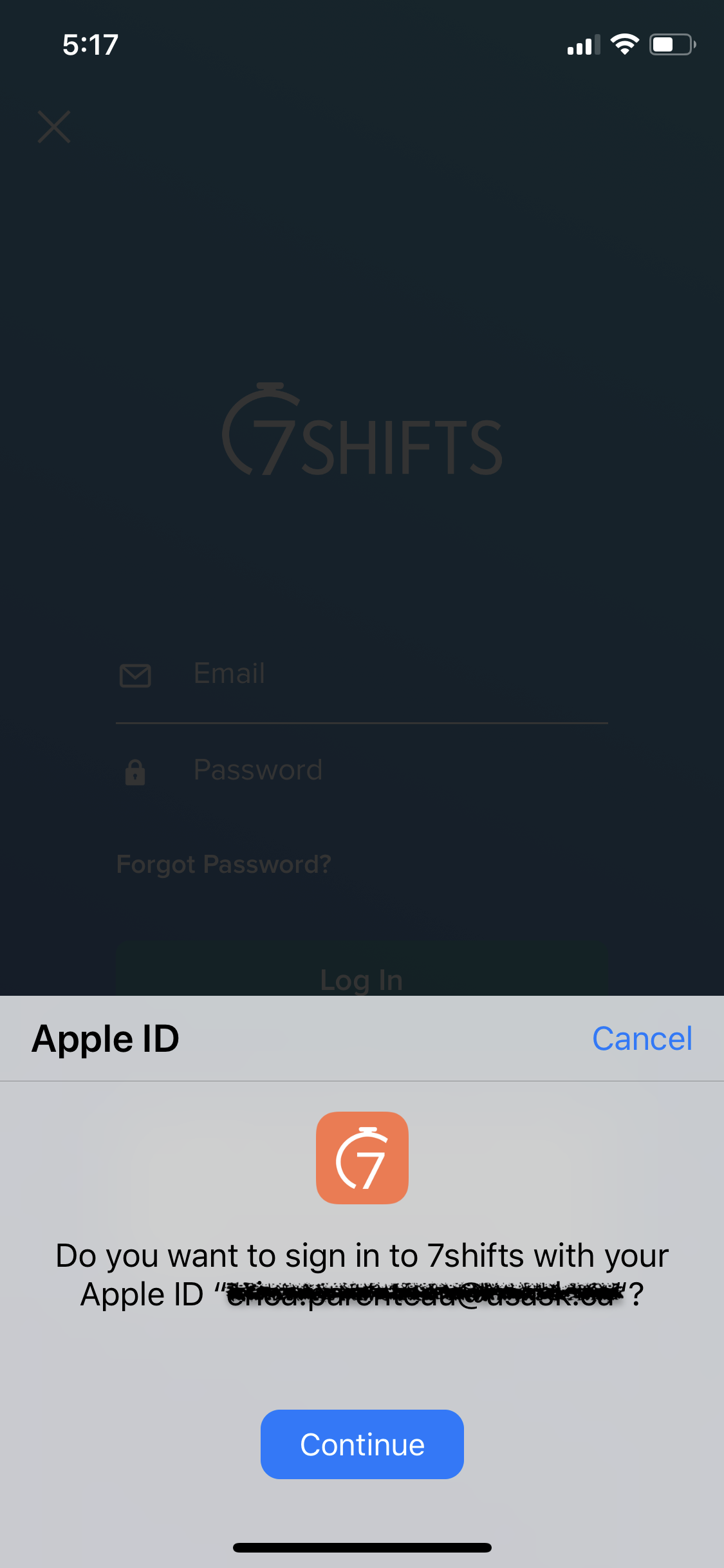 Signing in with Apple – 7shifts