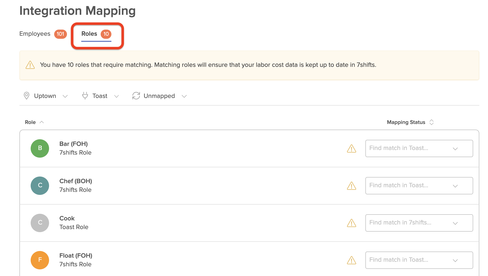 Role & Employee Mapping - Integrations – 7shifts